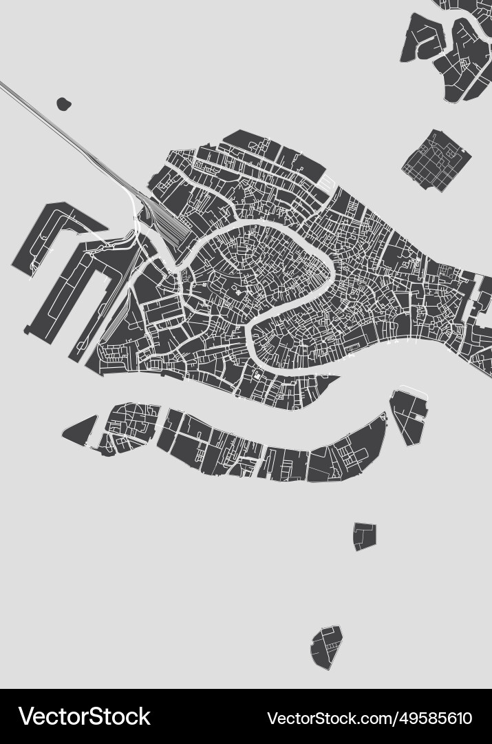 City map venice monochrome detailed plan Vector Image