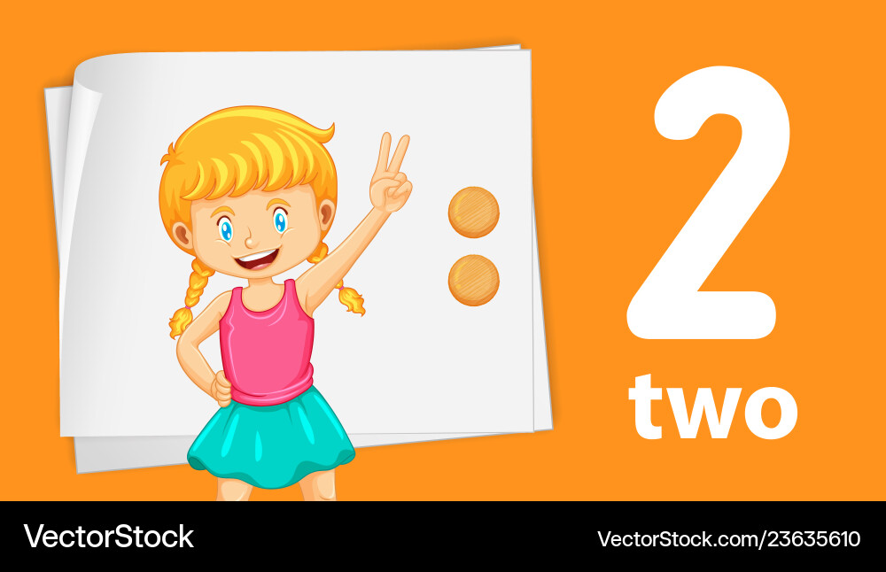 Girl showing number two Royalty Free Vector Image