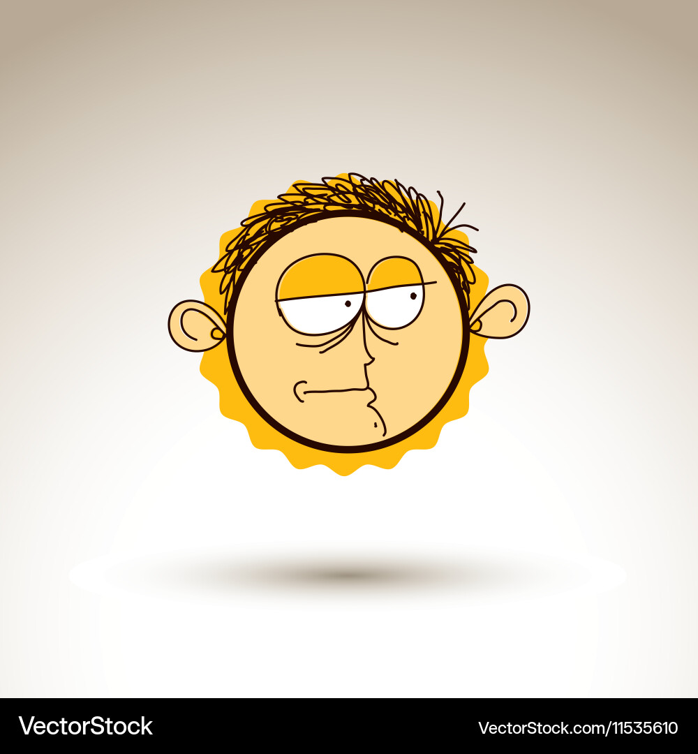 Hand drawn cartoon melancholy boy web avatar theme