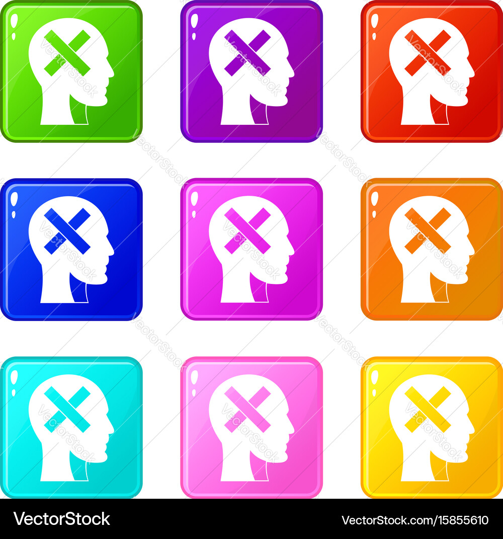 Human head with cross inside icons 9 set Vector Image