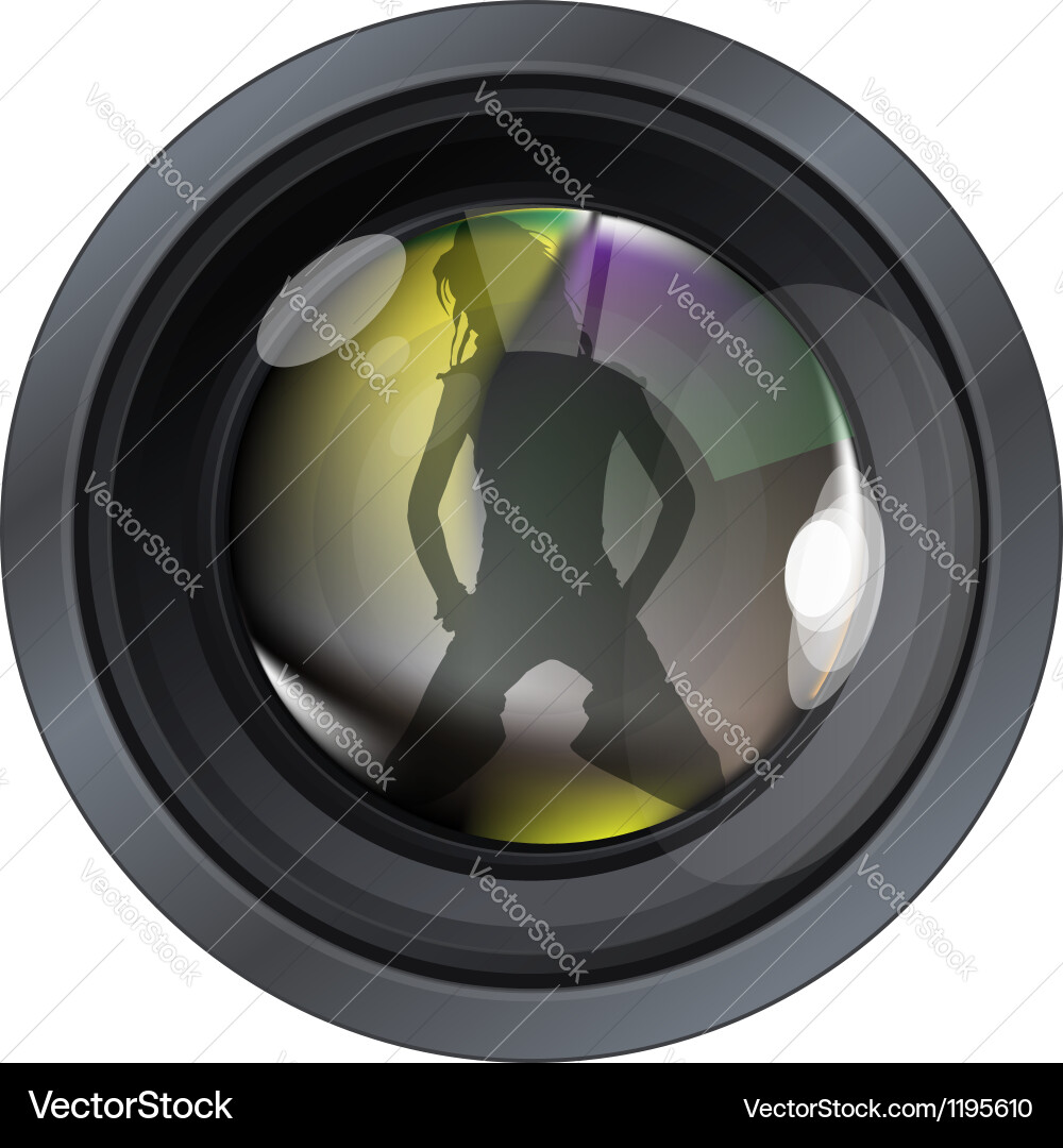 Professional model on photo lens Royalty Free Vector Image