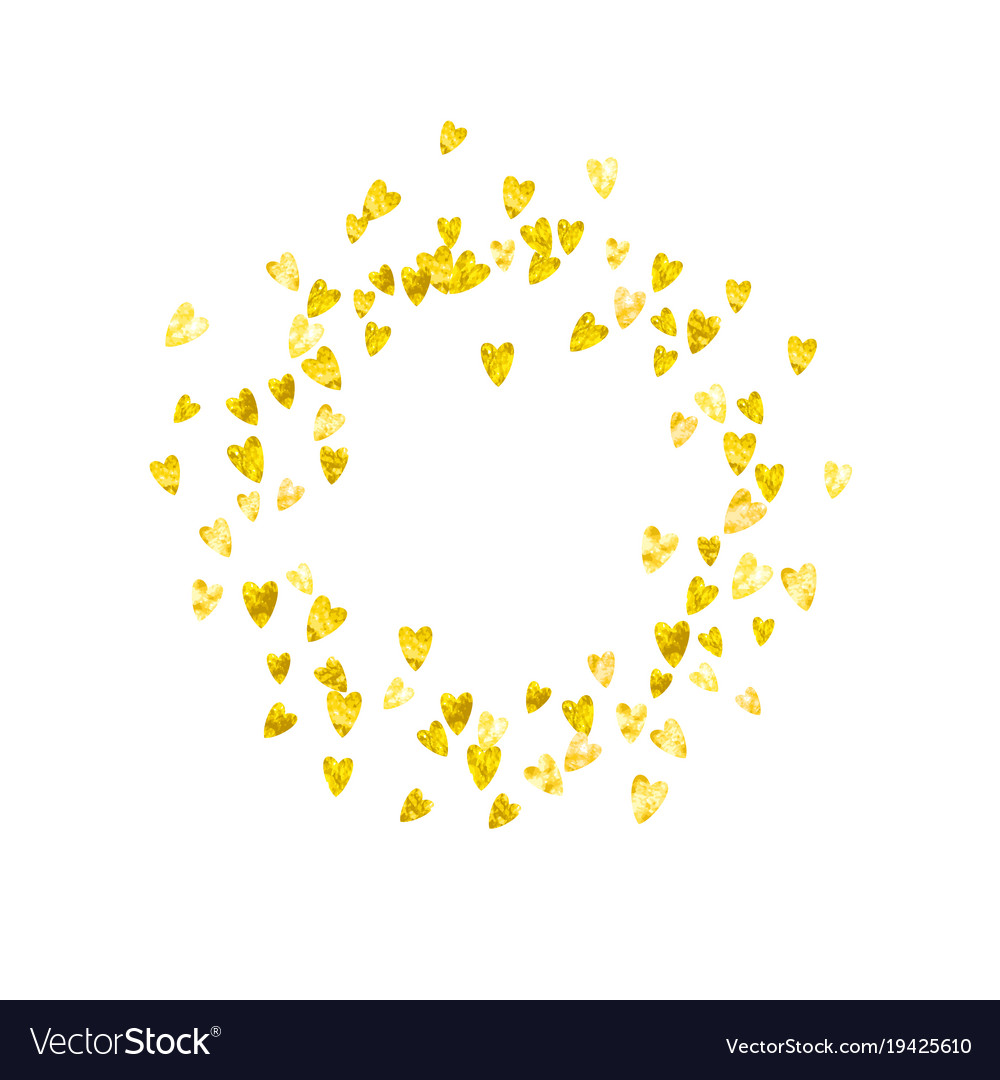 Valentine background with gold glitter hearts Vector Image