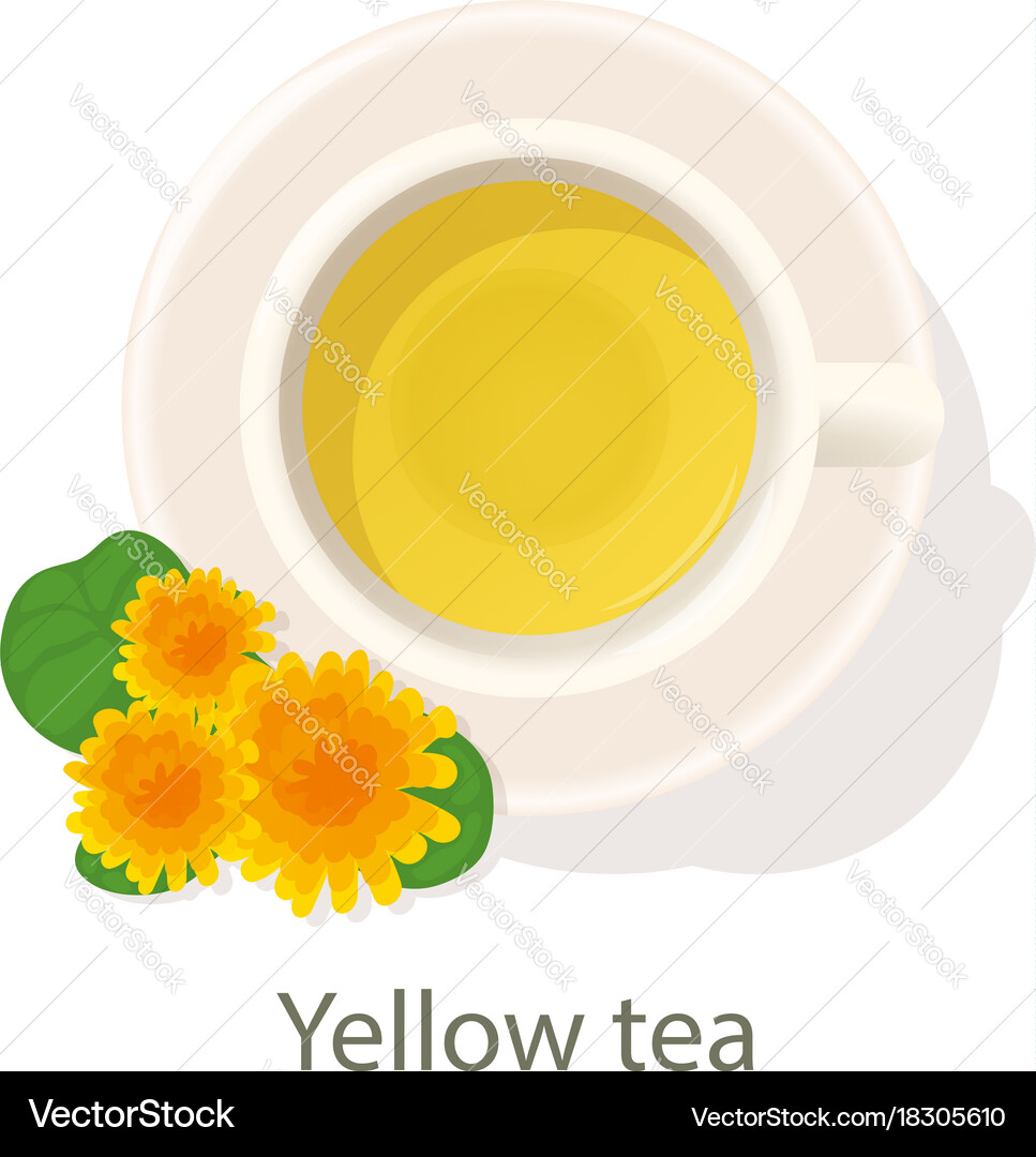 Yellow tea icon cartoon style Royalty Free Vector Image