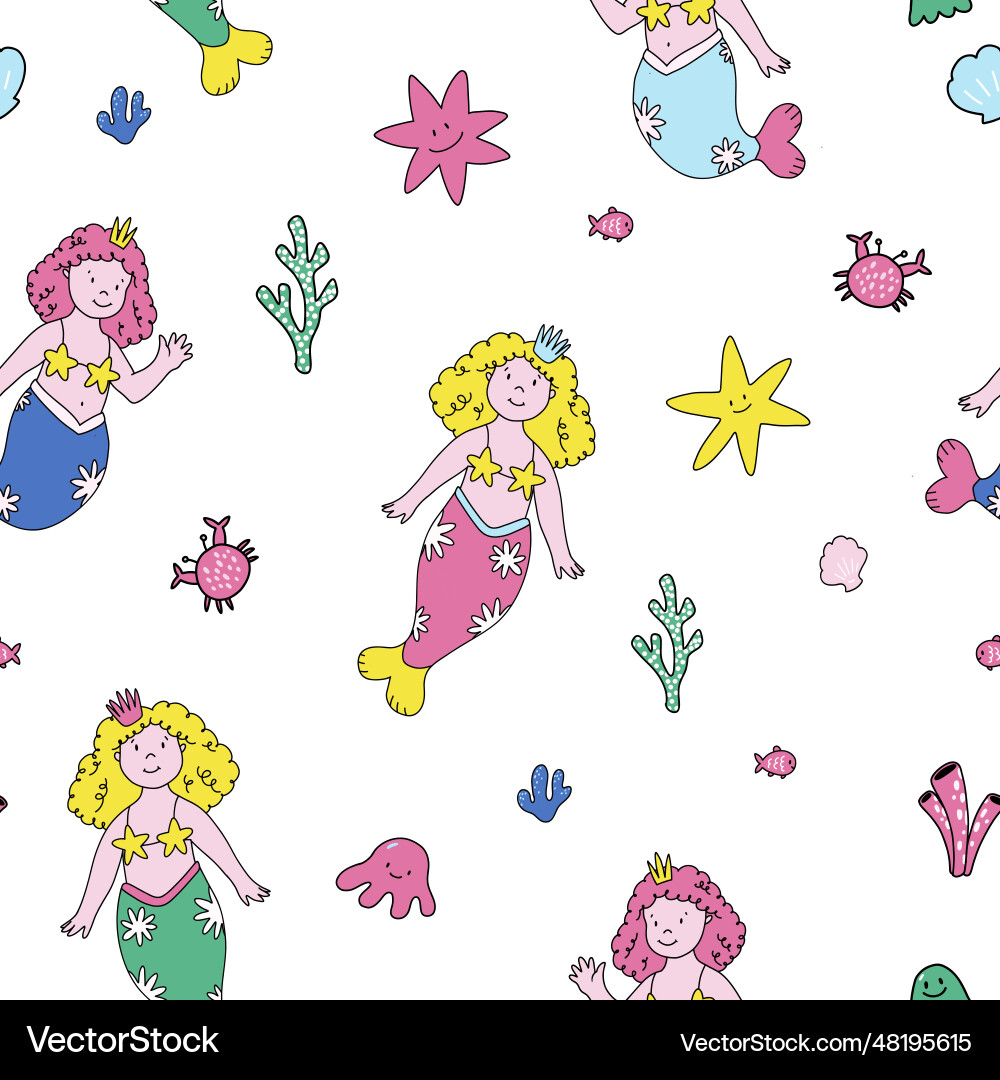 Beautiful Seamless Pattern With Cute Hand Vector Image