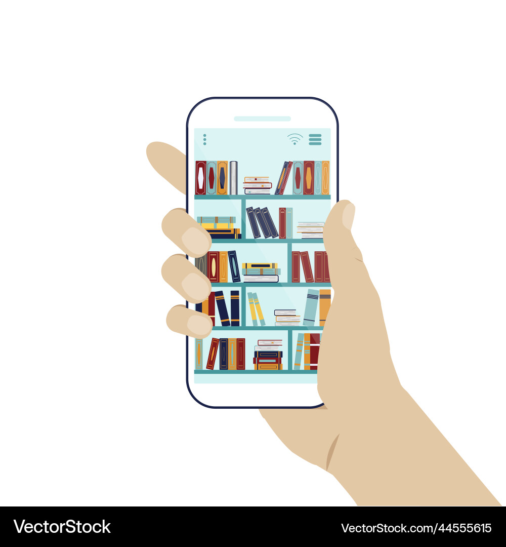 Book ordering via smartphone online library conce Vector Image