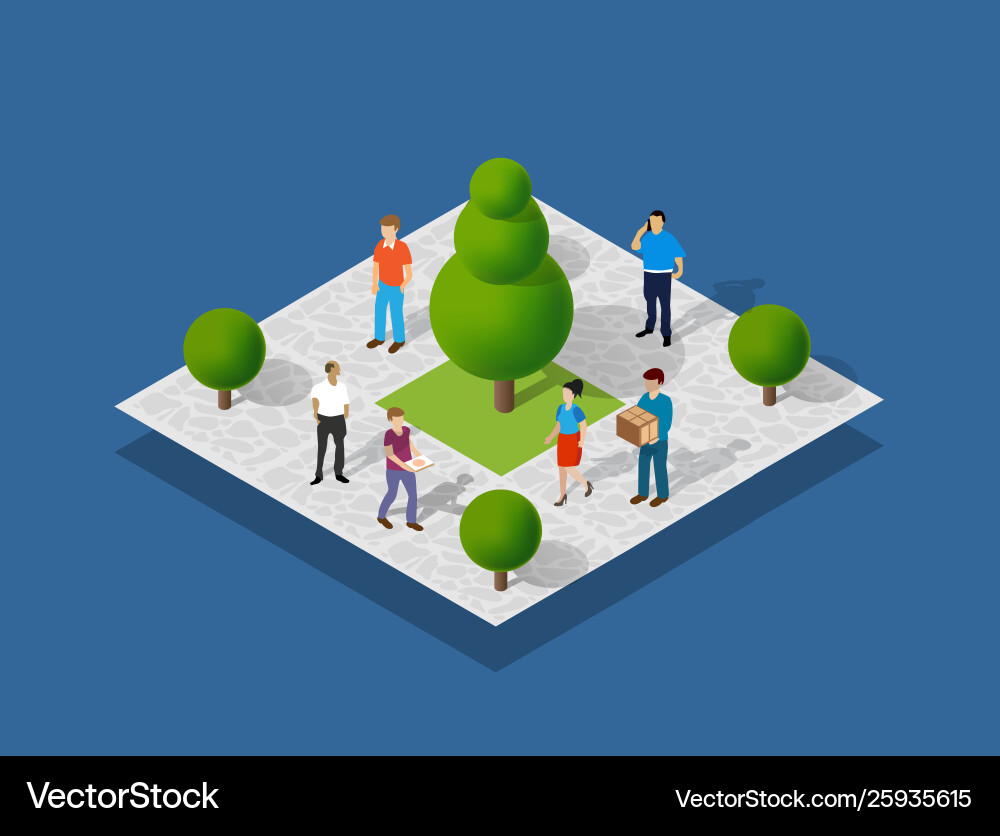 City park with people Royalty Free Vector Image