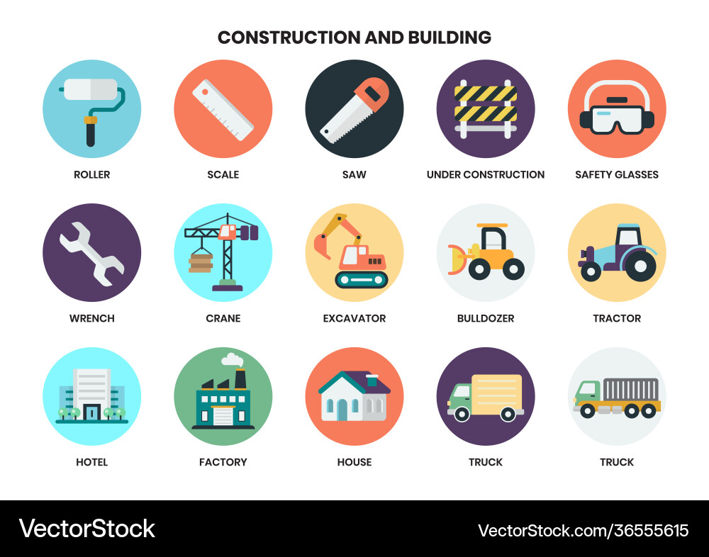 Construction icons set for business Royalty Free Vector