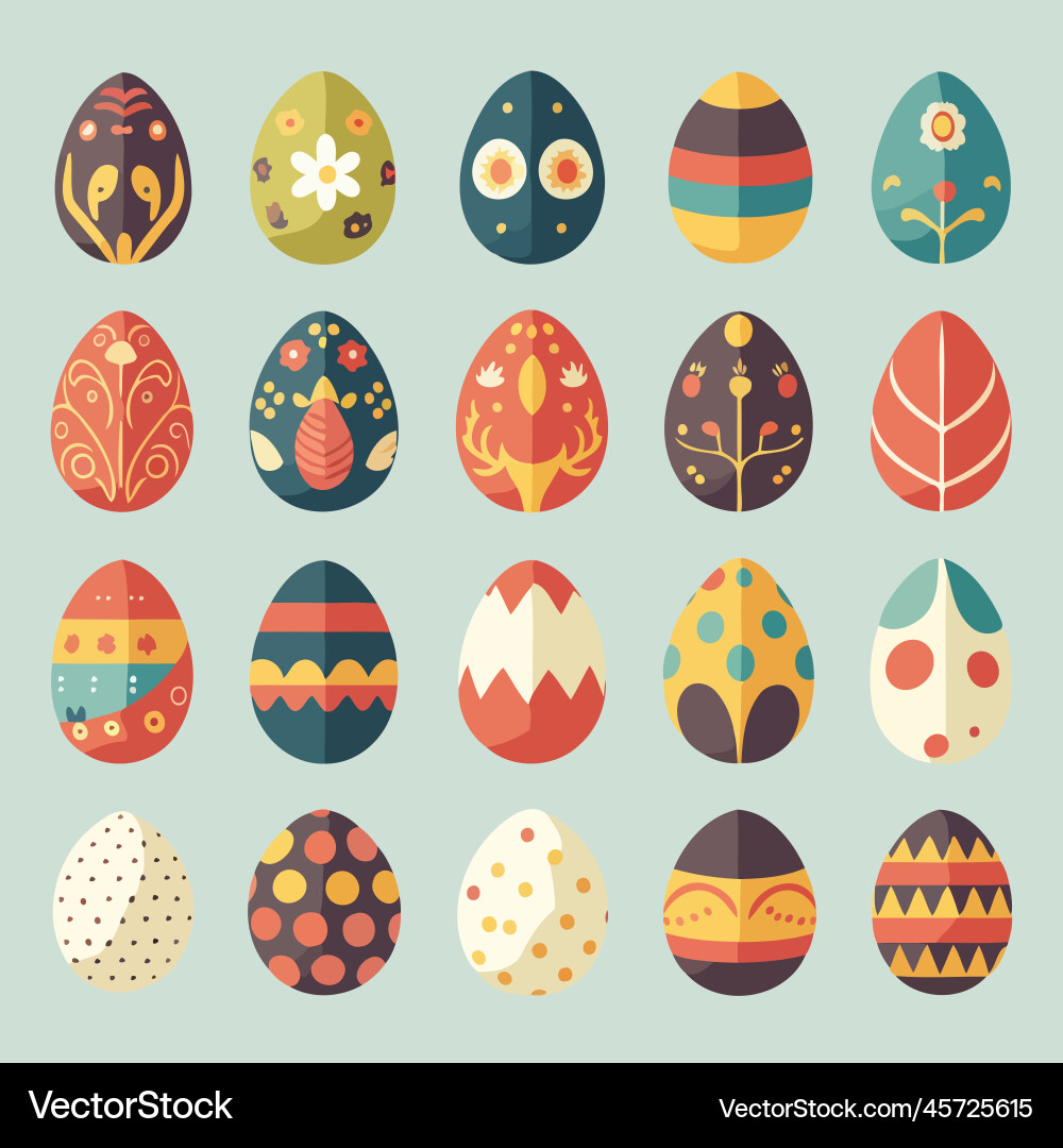 Food themed colorful easter eggs collection Vector Image