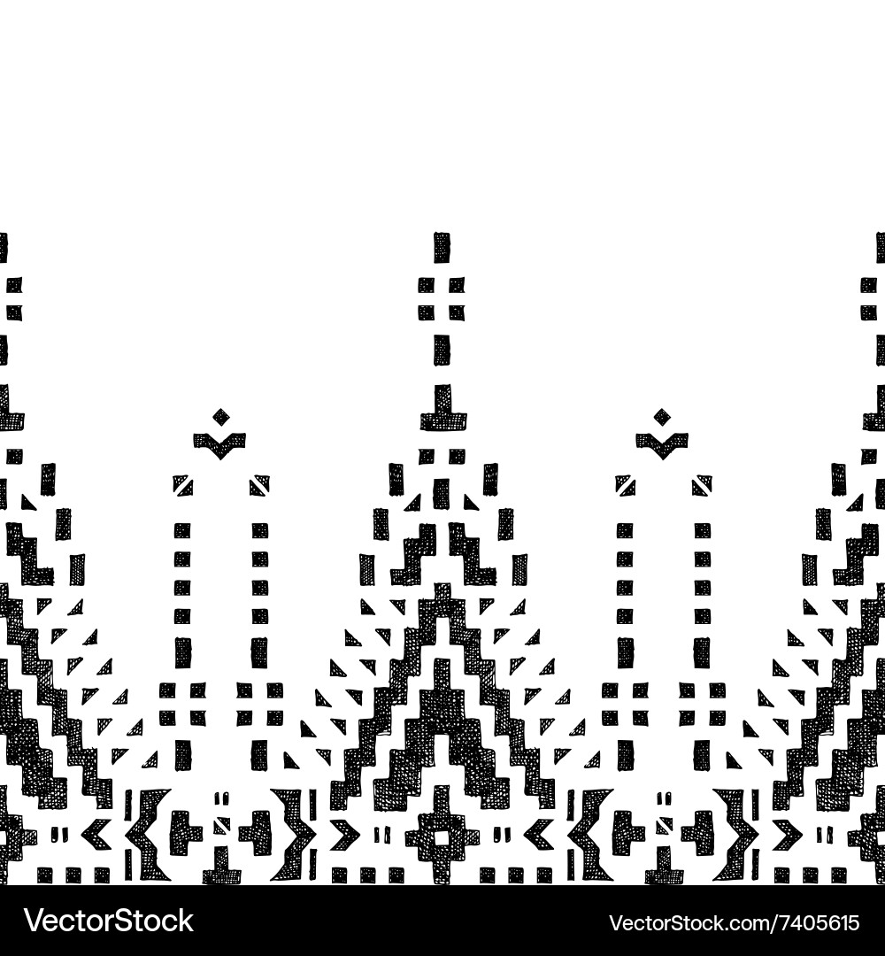 Hand drawn tribal seamless border Royalty Free Vector Image