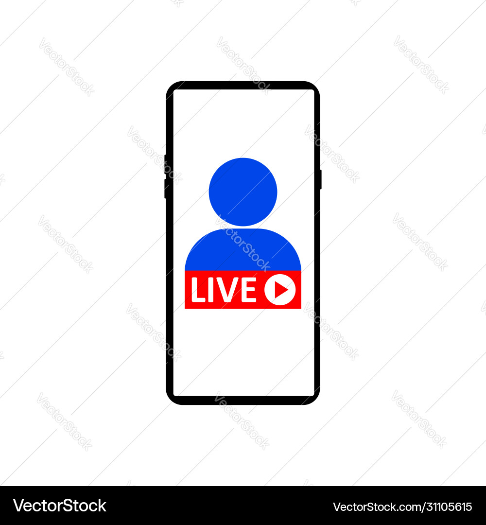 Live streaming on smartphone sign Royalty Free Vector Image