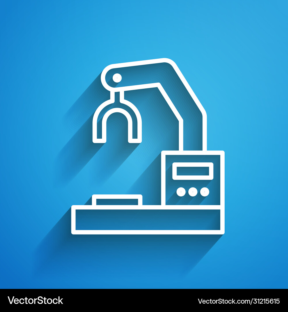 White line industrial machine robotic robot arm Vector Image