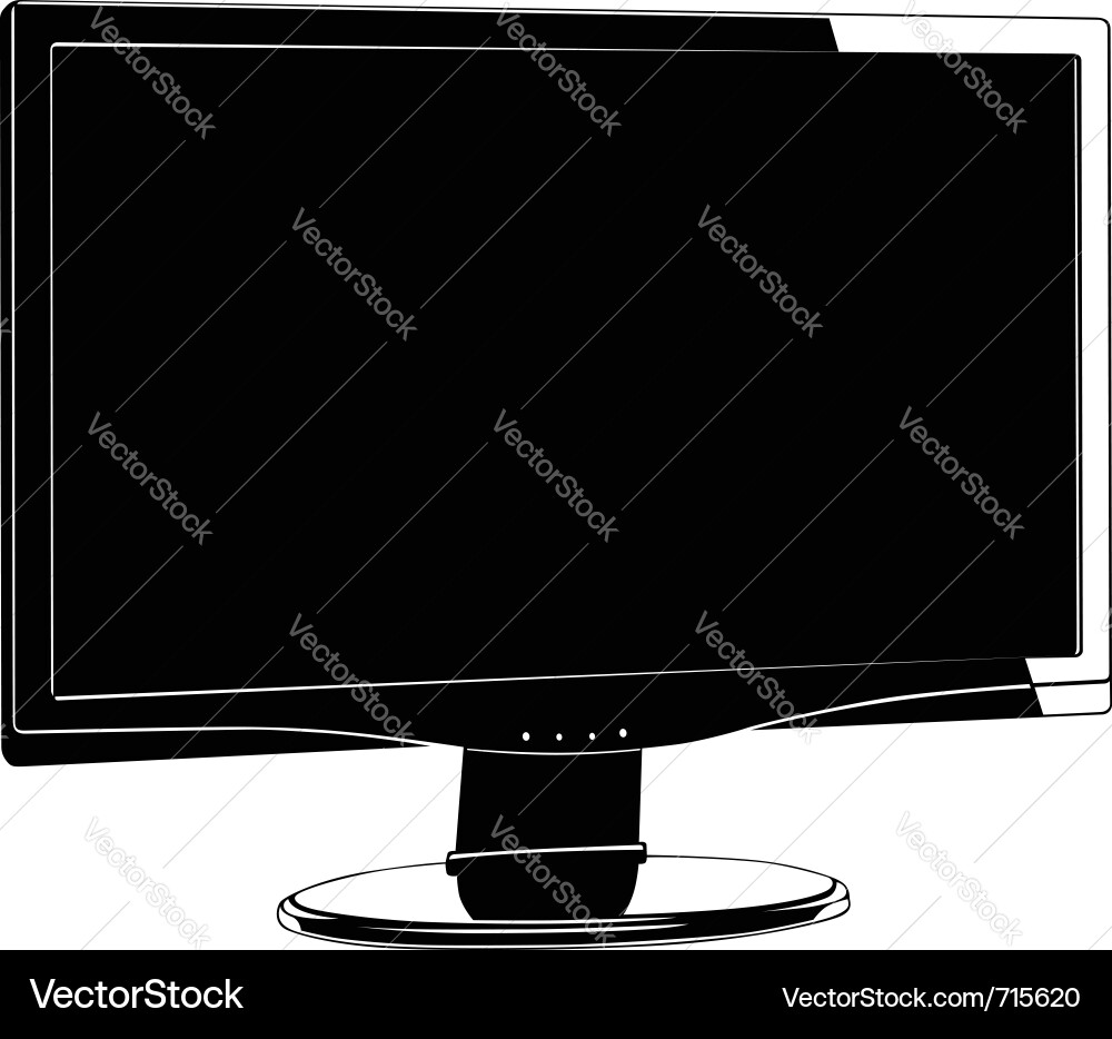 Black flat monitor Royalty Free Vector Image - VectorStock