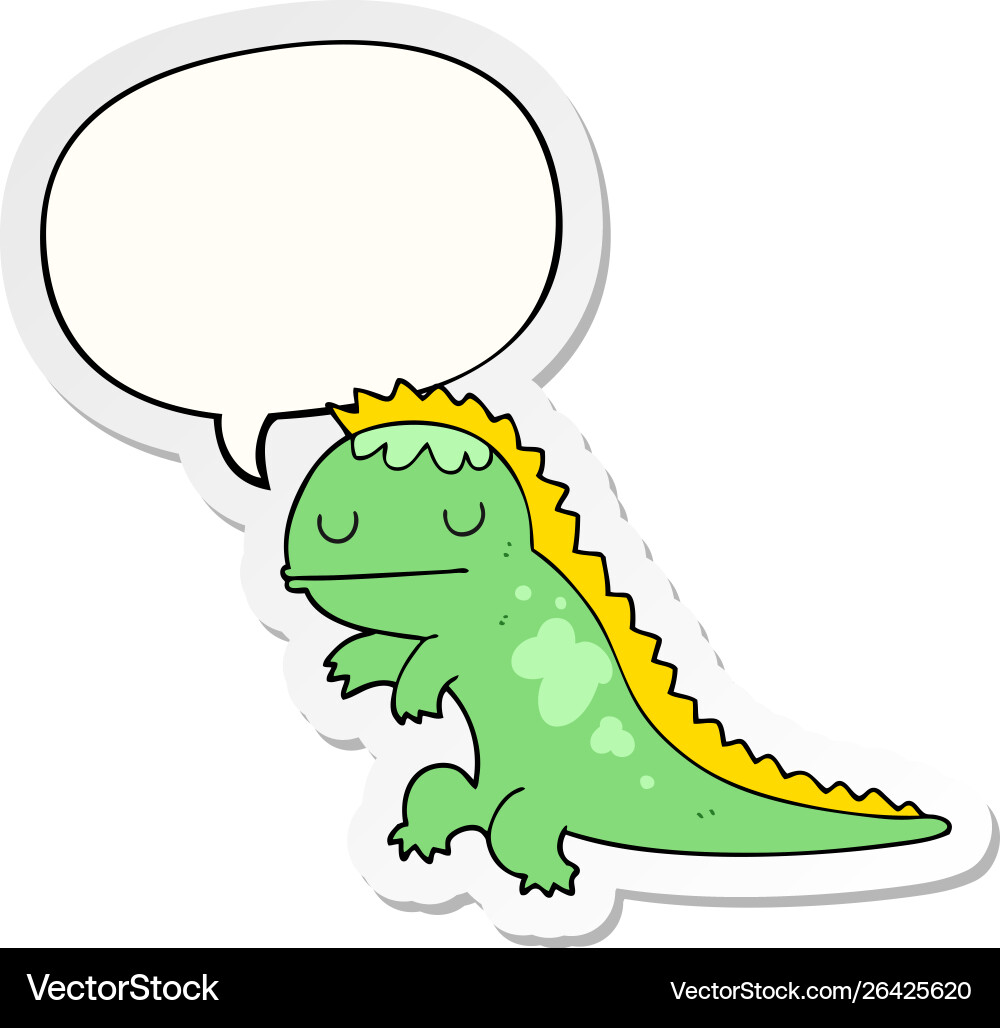 Cartoon dinosaur and speech bubble sticker Vector Image