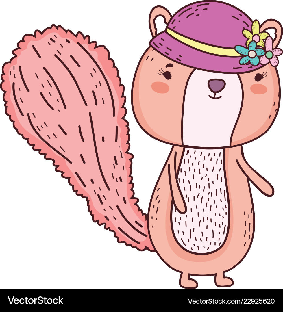 Cute little chipmunk with female hat Royalty Free Vector