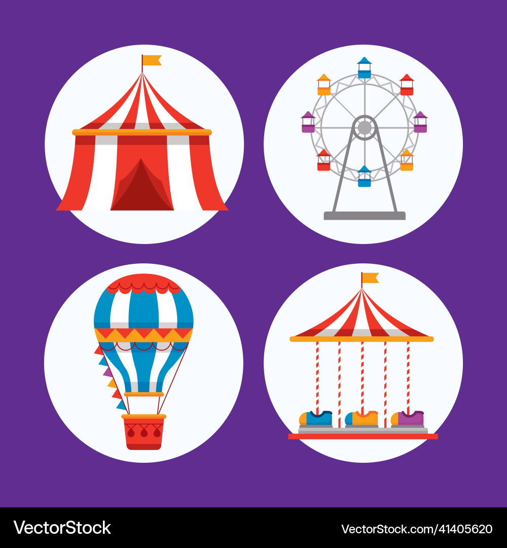 Four amusement park icons Royalty Free Vector Image