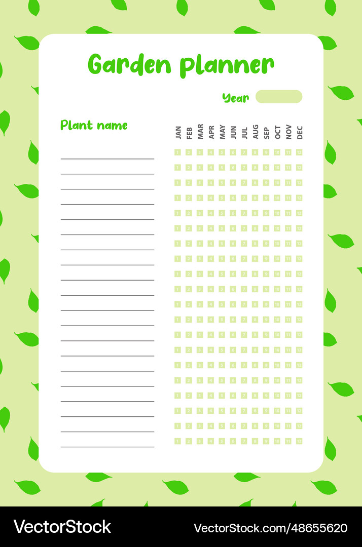 Garden planner planting monthly with check Vector Image