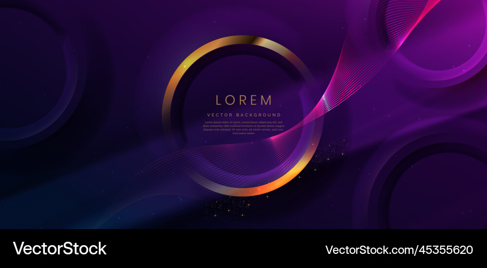 Gold circle frame luxury on dark blue elegant Vector Image