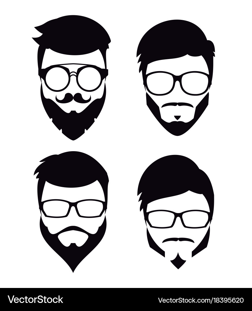 Hipster beard hair and accessories Royalty Free Vector Image