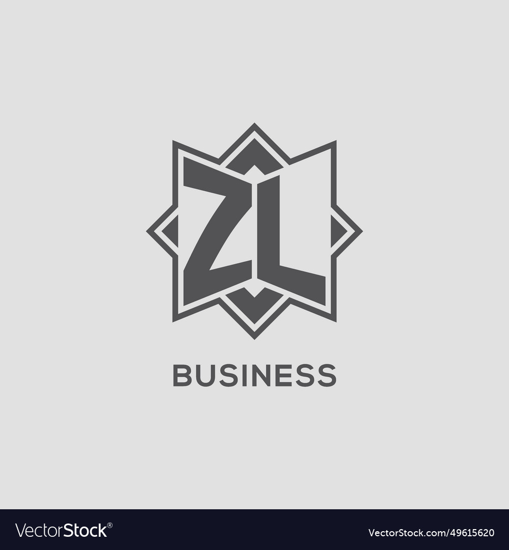 Monogram zl logo with eight point star style Vector Image