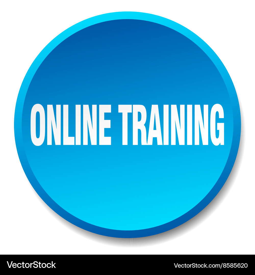 Online training blue round flat isolated push Vector Image