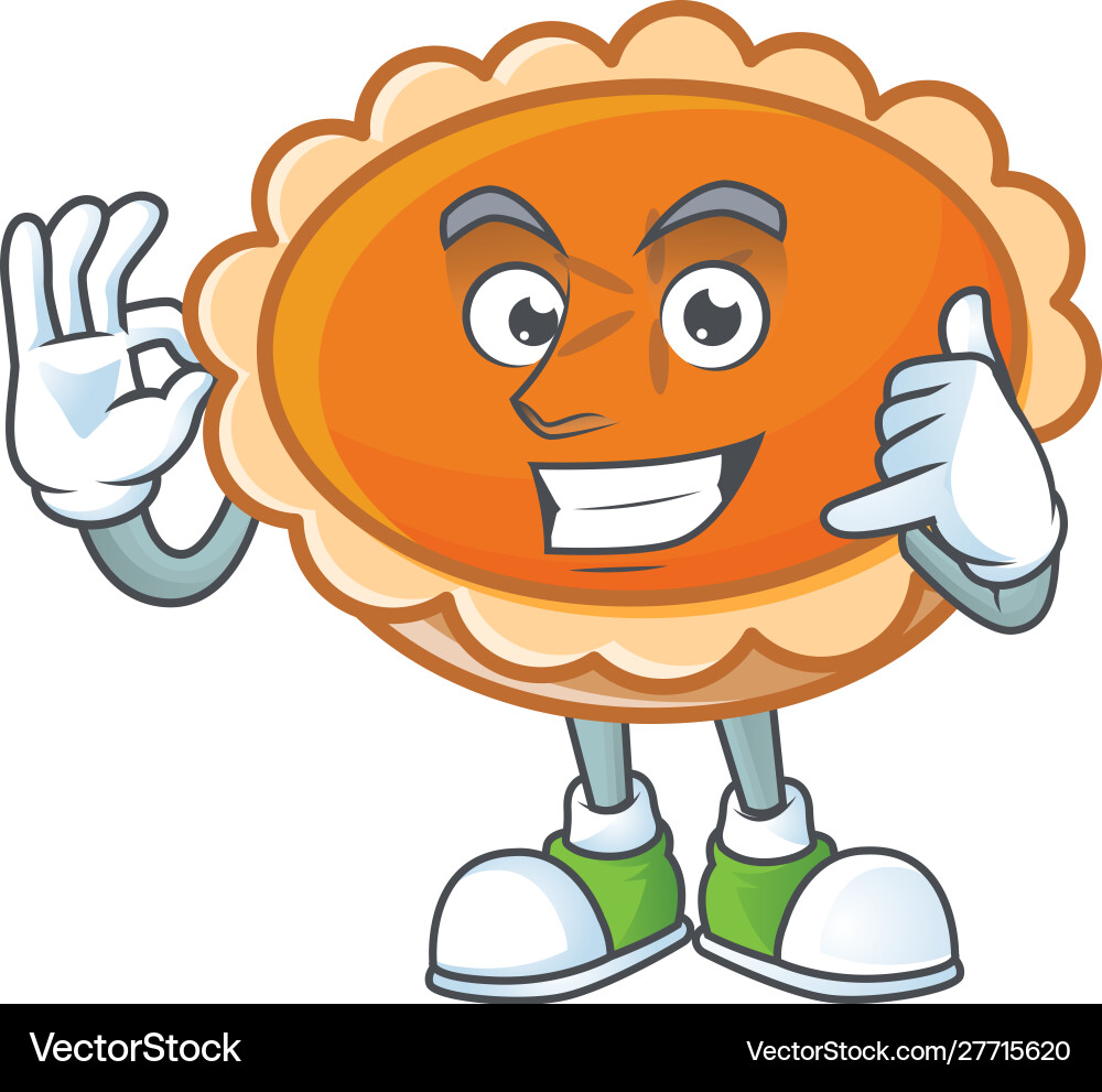Orange pie in character with call me Royalty Free Vector