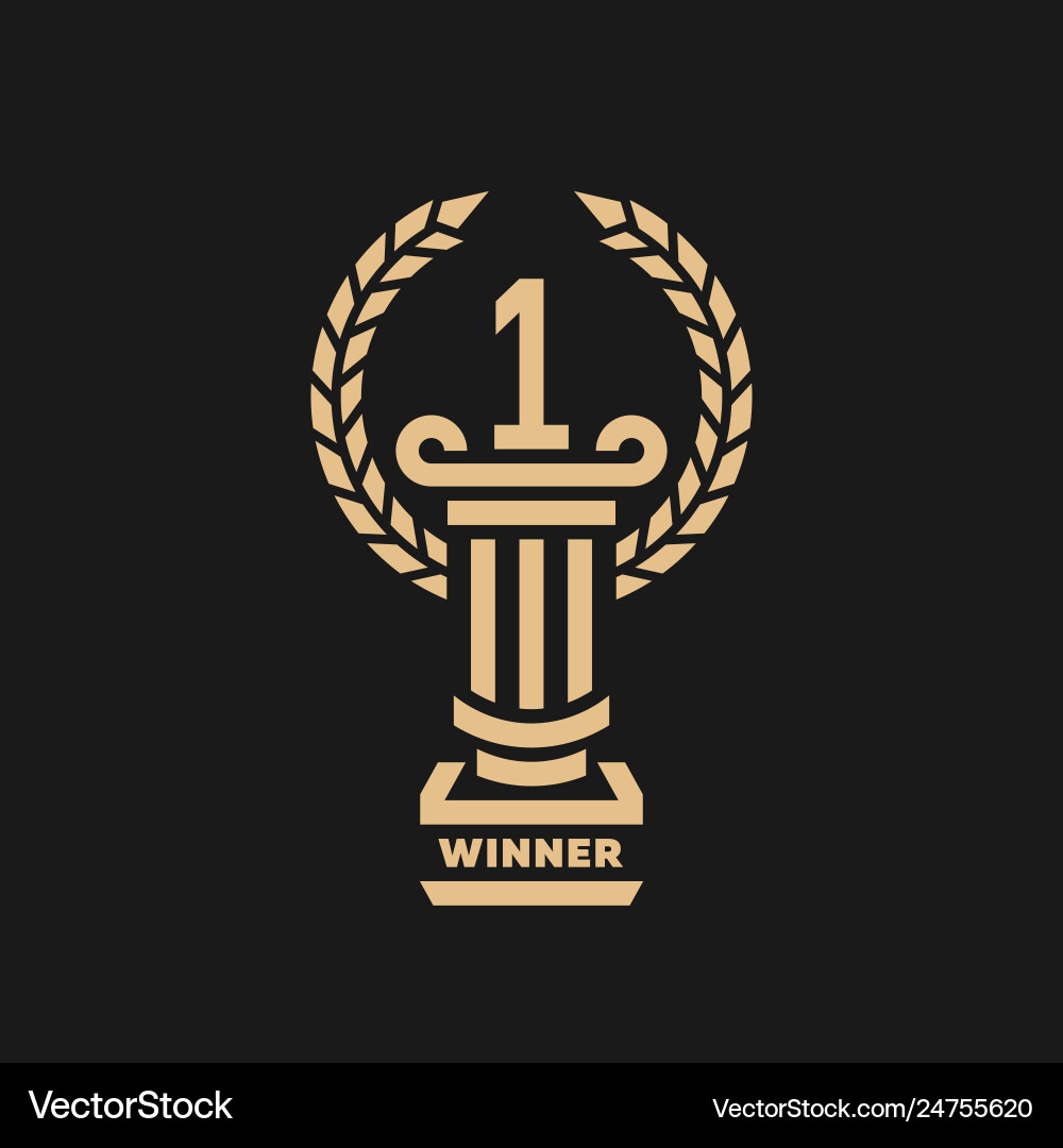 Pedestal winner with a wreath logo Royalty Free Vector Image