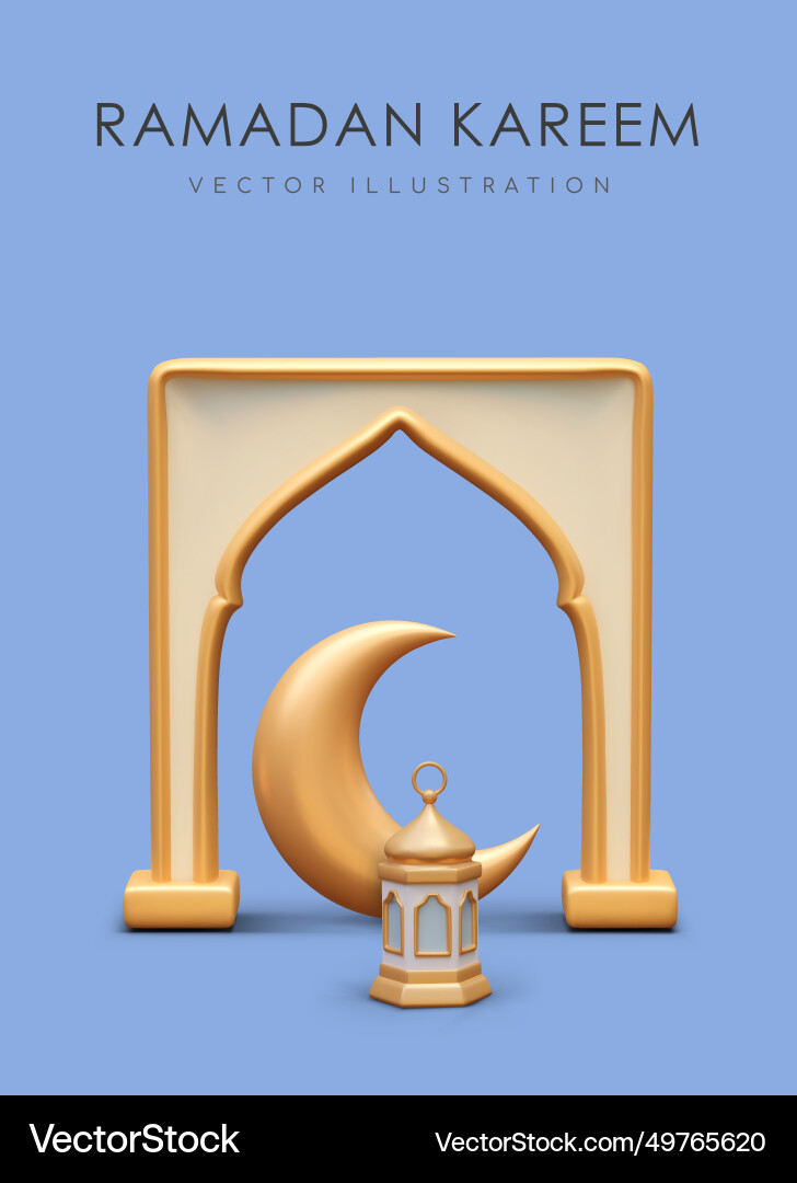 Ramadan concept with golden realistic Royalty Free Vector