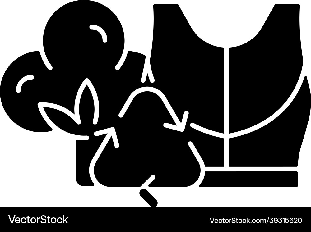 Sustainable activewear black glyph icon Royalty Free Vector