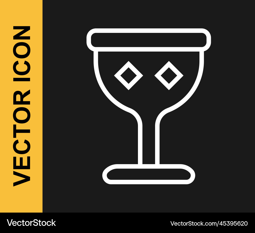 White line medieval goblet icon isolated on black Vector Image