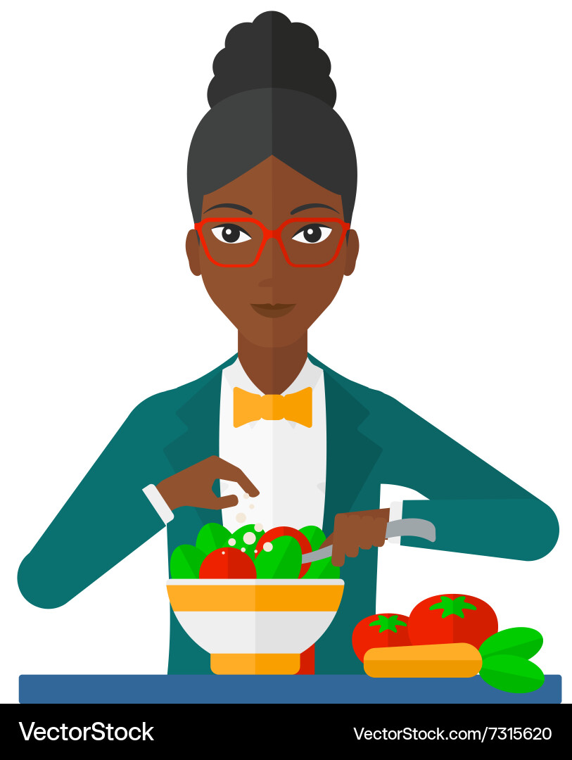 Woman cooking meal Royalty Free Vector Image - VectorStock