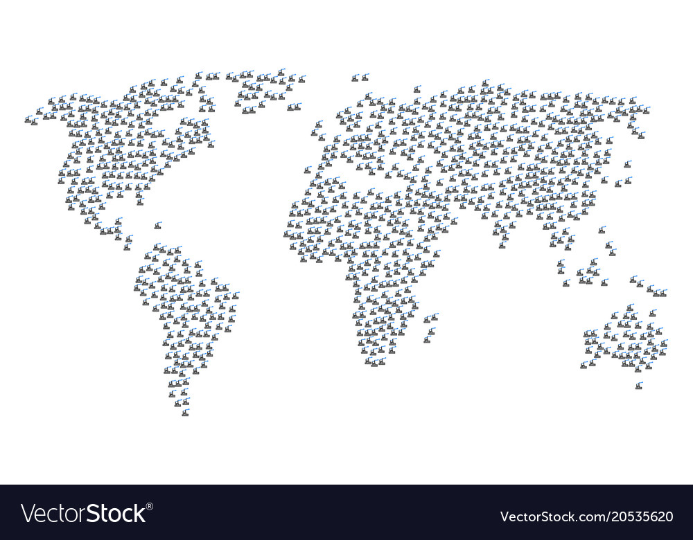 World map pattern of fabric building icons Vector Image