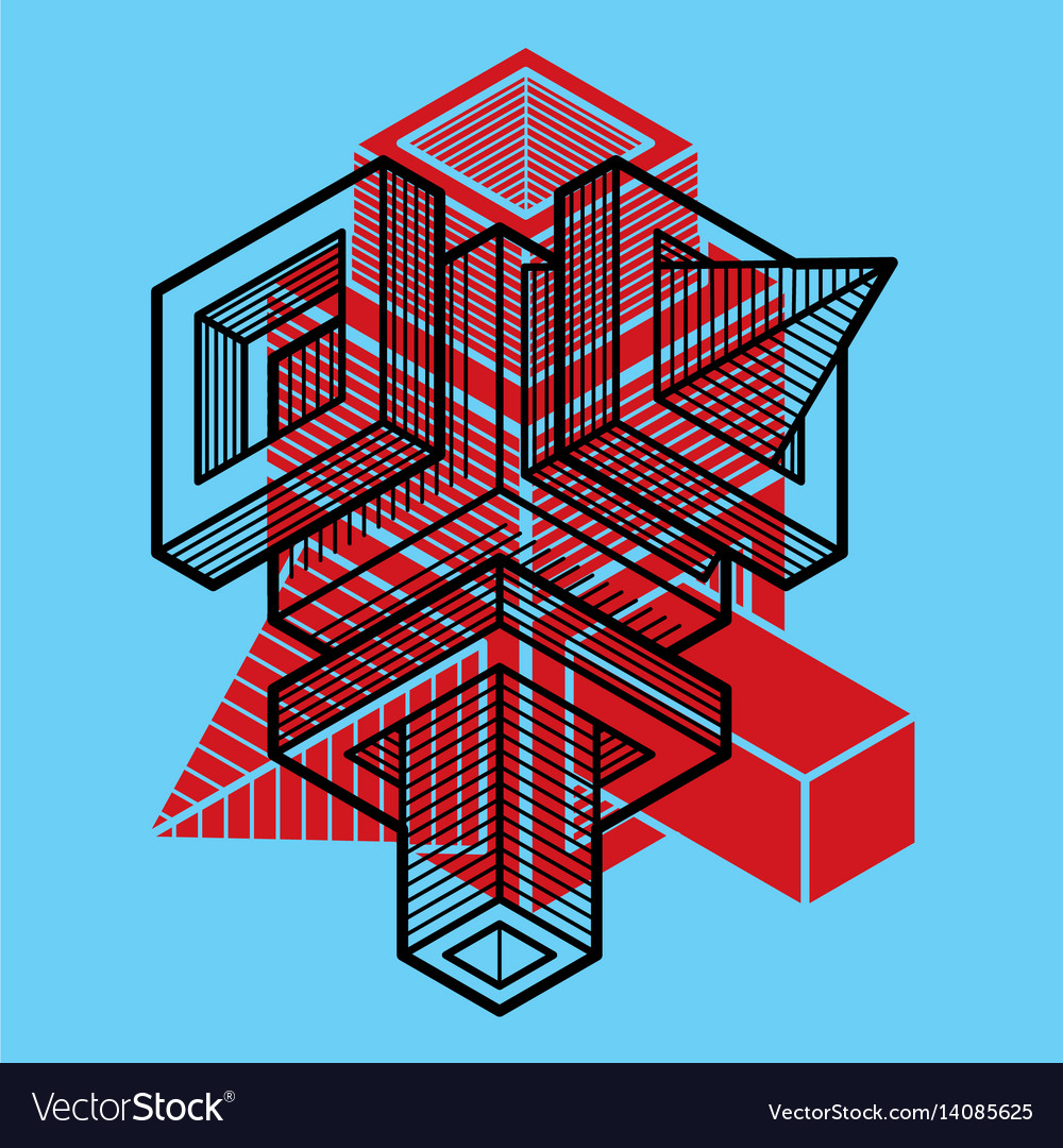 3d engineering abstract shape made using cubes Vector Image