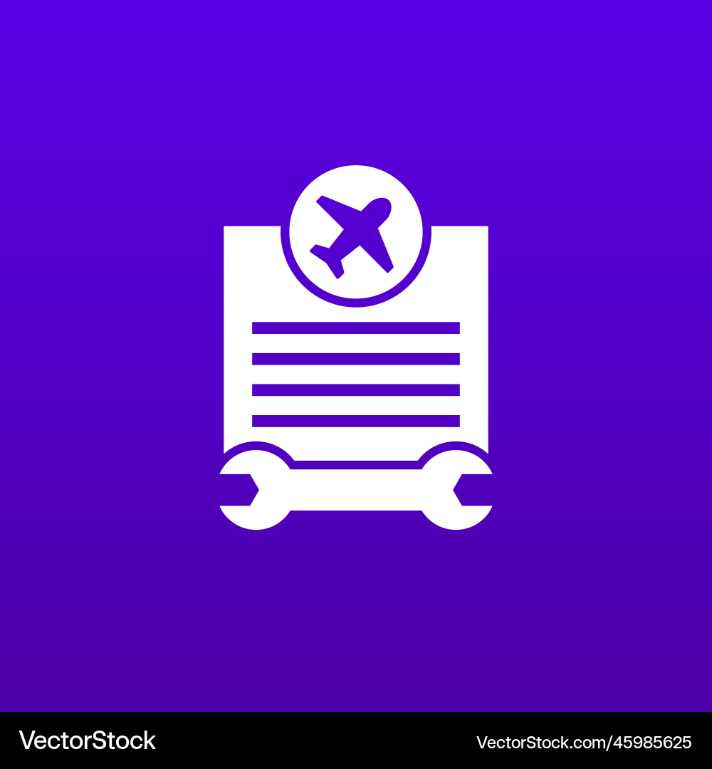 Airplane repair list icon Royalty Free Vector Image