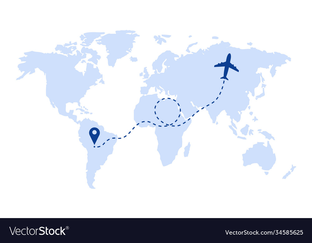 Airplane travel route with start point concept Vector Image