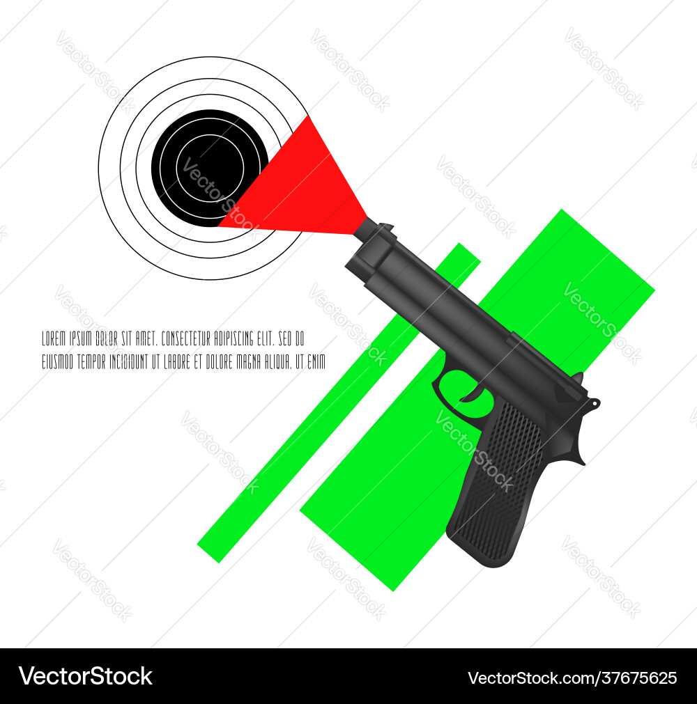 Black pistol short barreled small arms automatic Vector Image