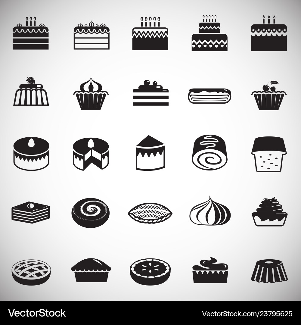 Cake icons set on white background for graphic Vector Image