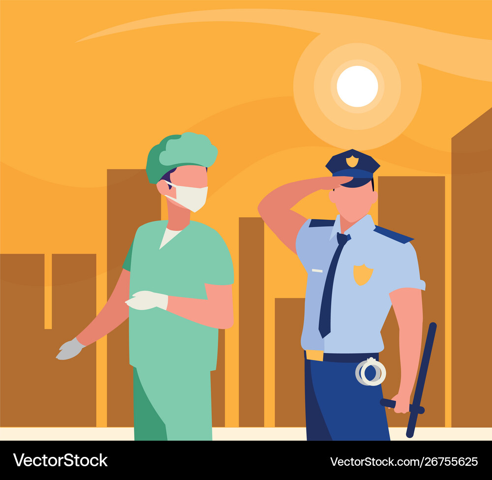 Couple professional workers in cityscape Vector Image