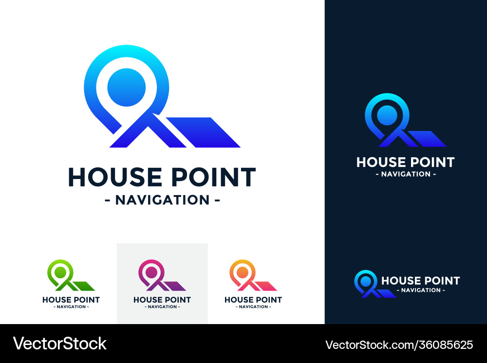 House point logo pin icon with home combination Vector Image