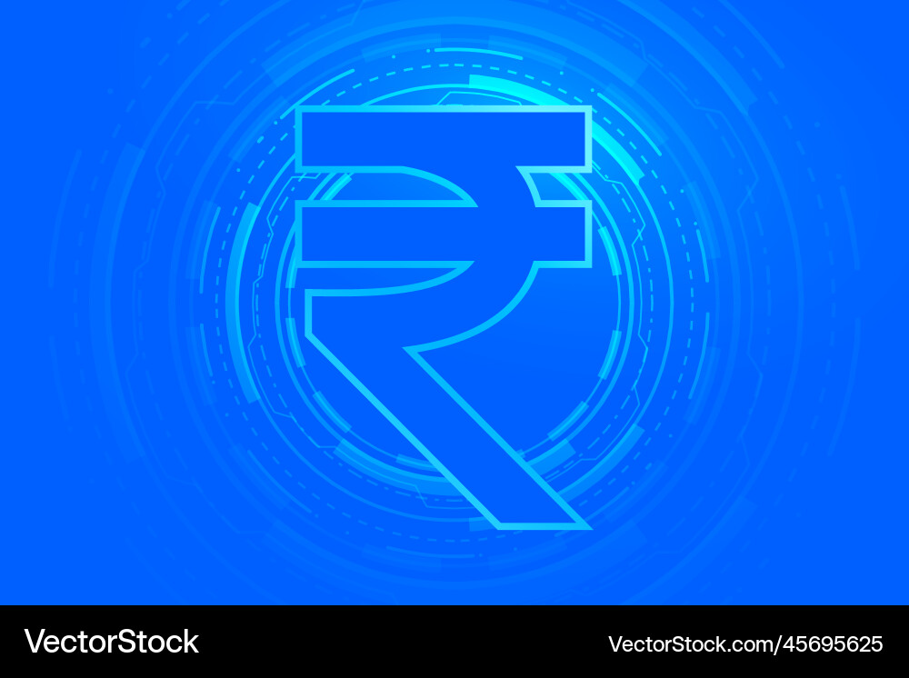 Indian digital rupee symbol on blue background Vector Image