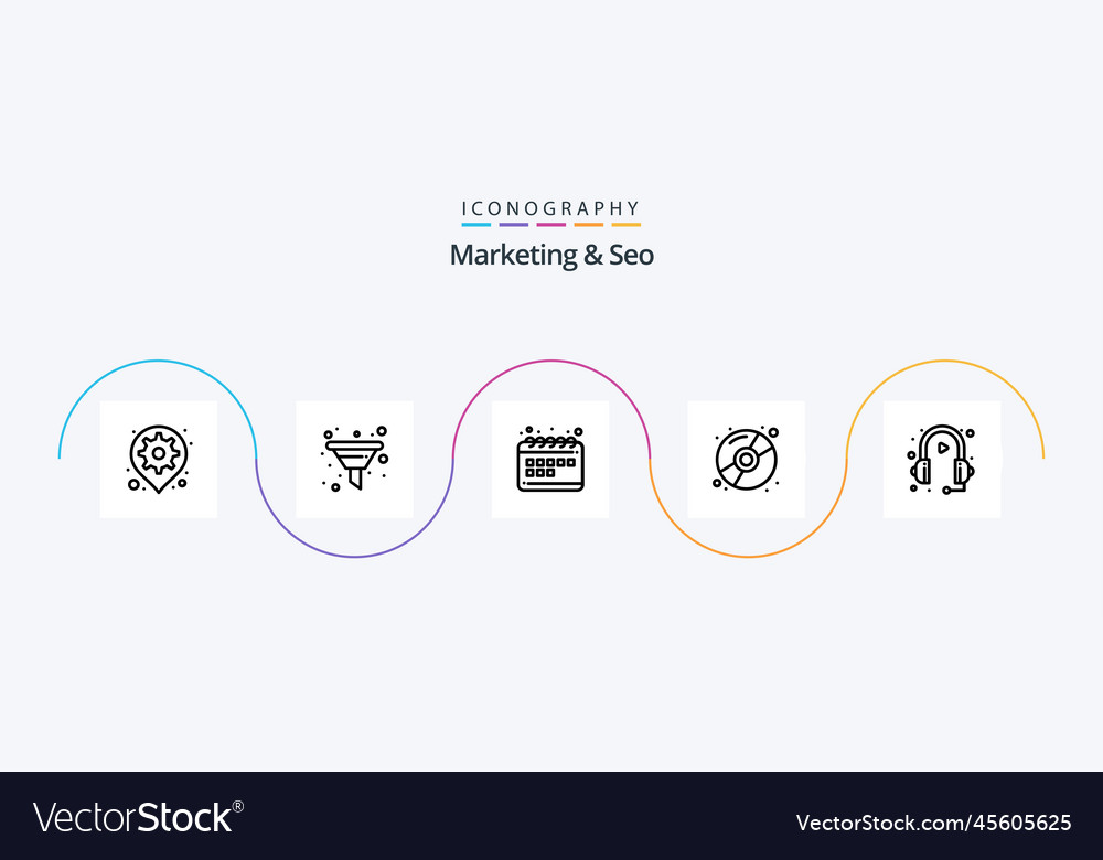 Marketing and seo line 5 icon pack including Vector Image
