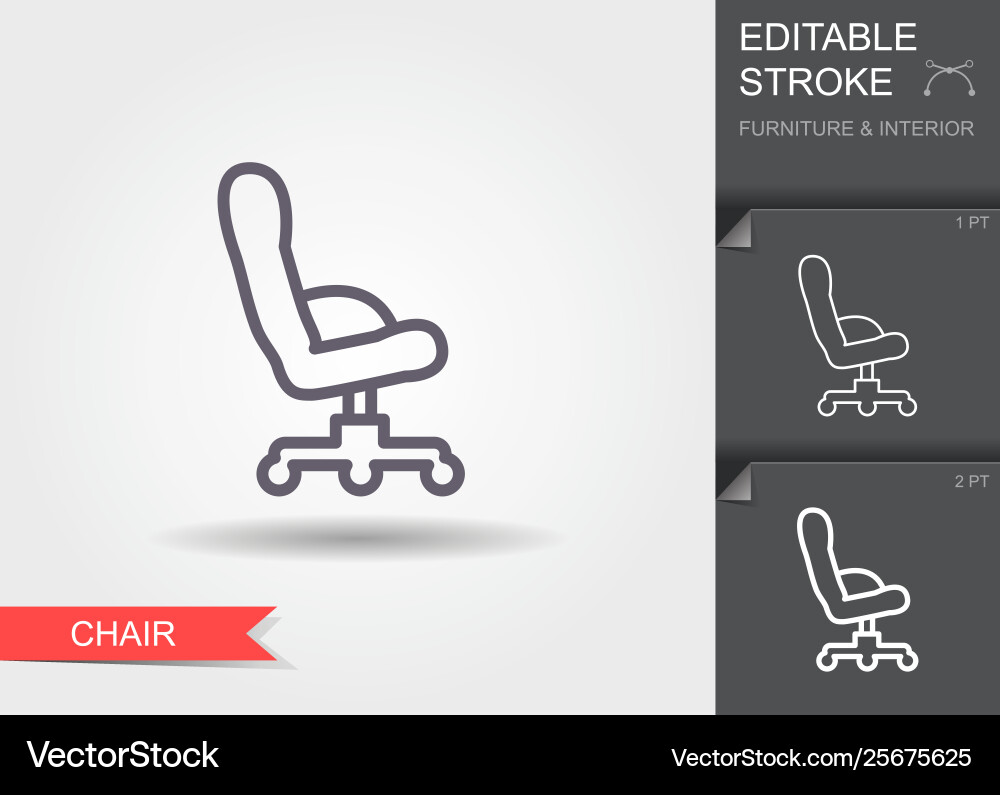 Office chair line icon with editable stroke Vector Image