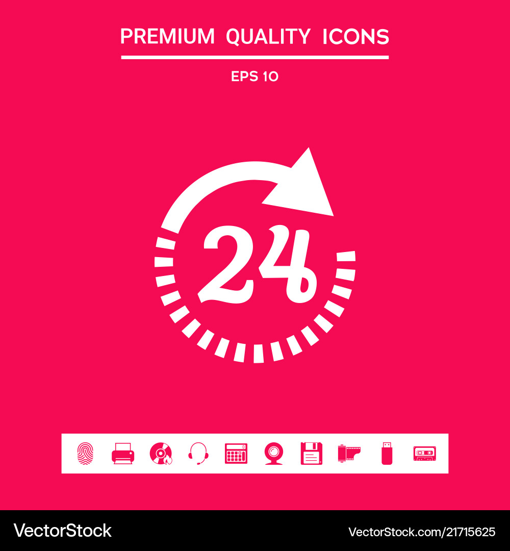 Open around the clock symbol icon opening hours Vector Image