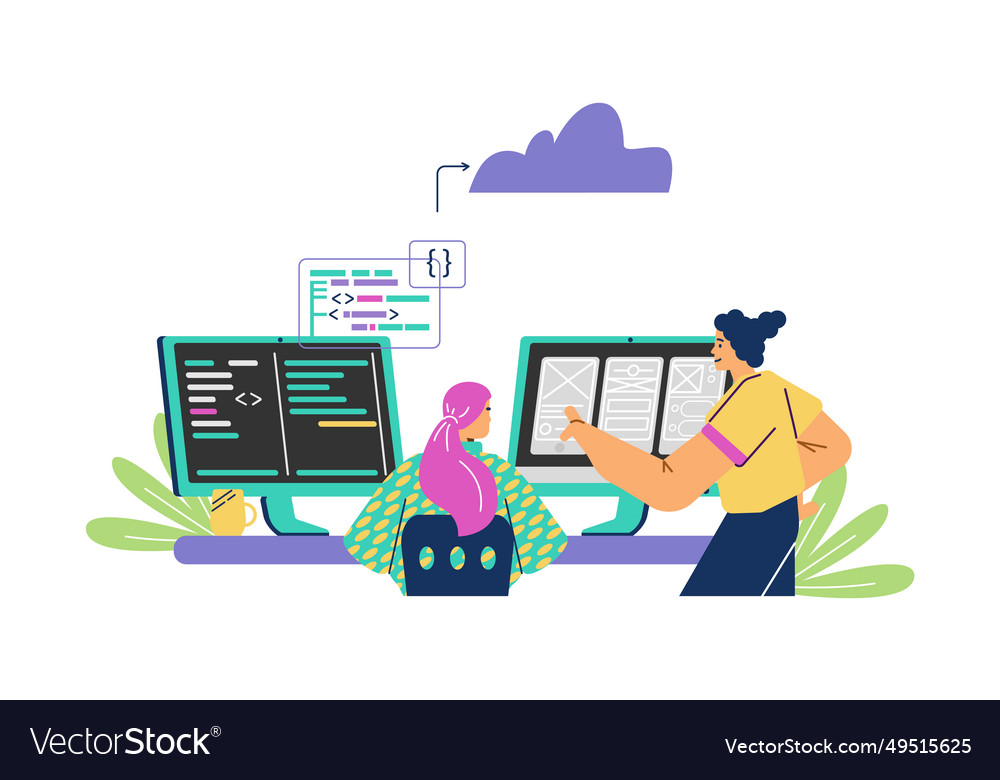 People work on computers Royalty Free Vector Image