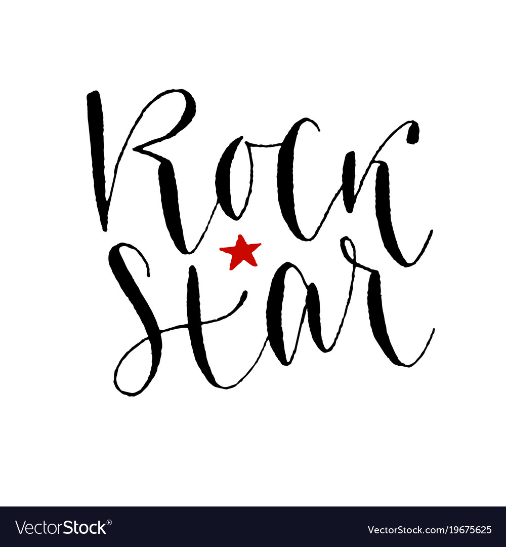 Rock star handwritten greeting card printable Vector Image
