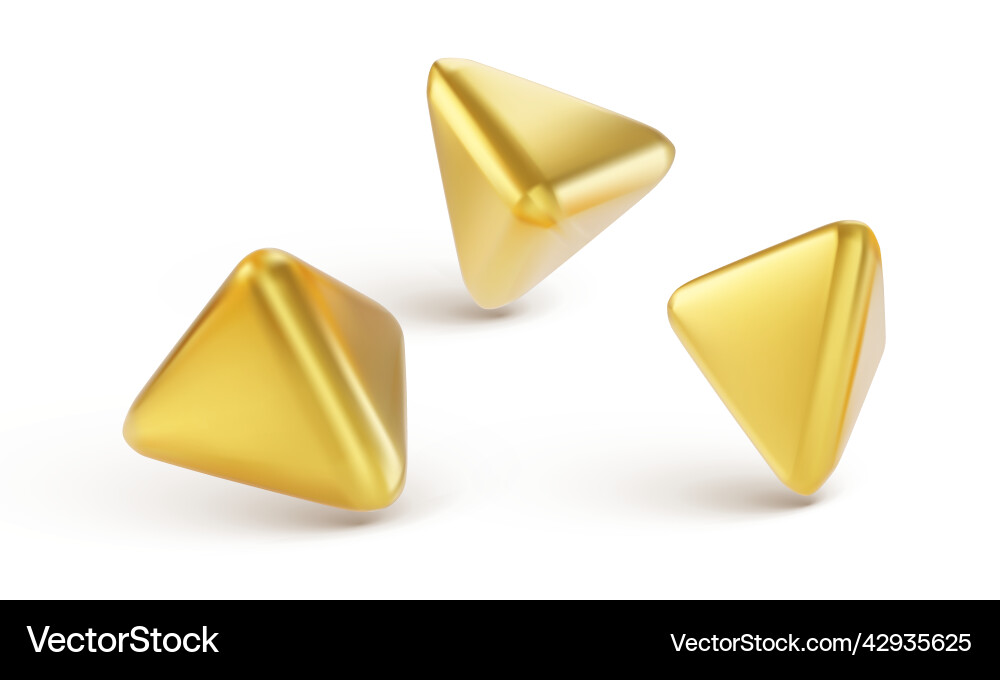 Set of golden geometric 3d objects isolated Vector Image