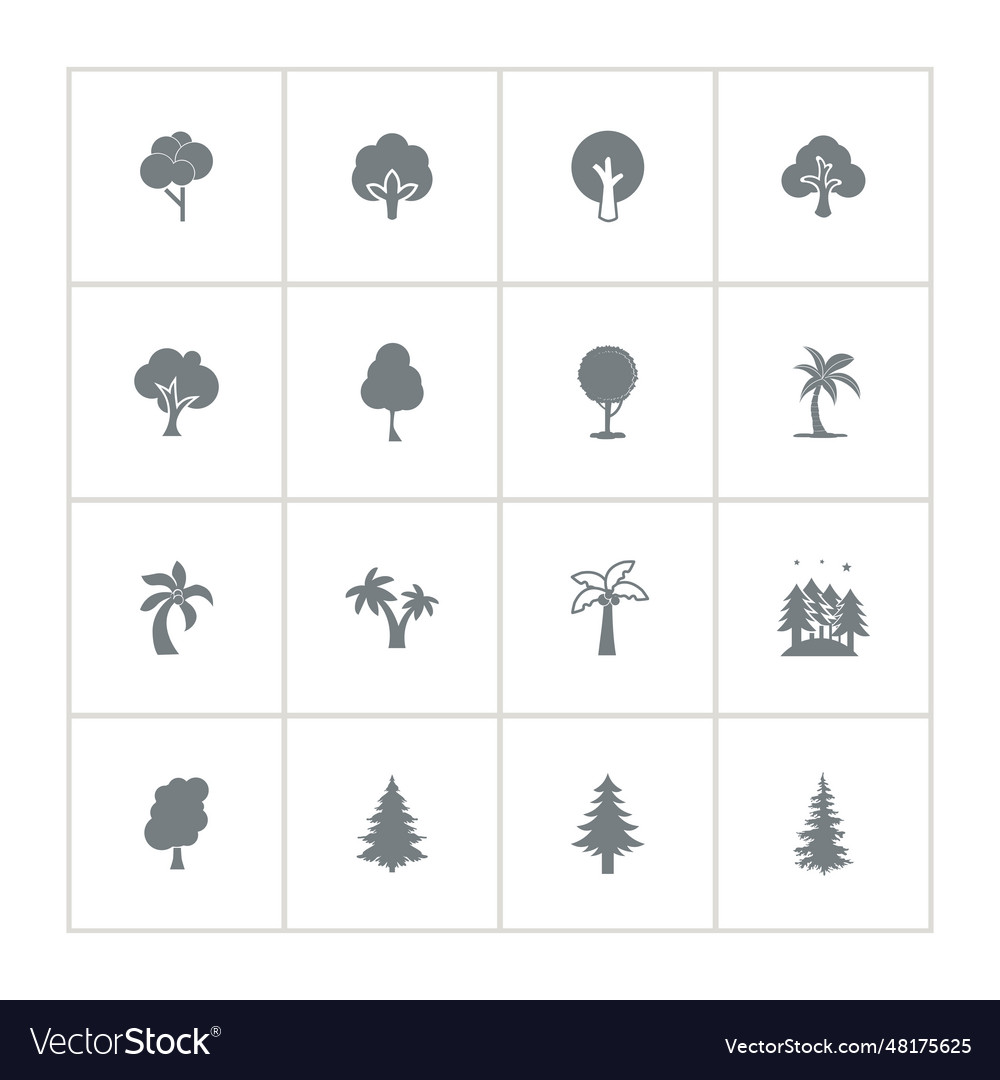 Tree icon set with palm bamboo Royalty Free Vector Image