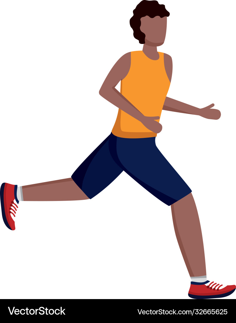 Young afro man running avatar character Royalty Free Vector