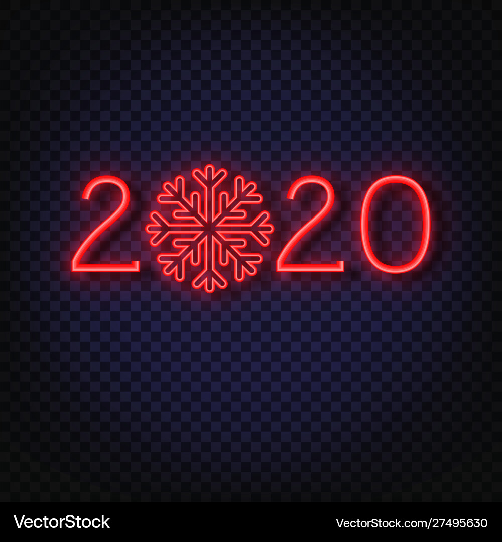 2020 neon text 2020 new year design template for Vector Image