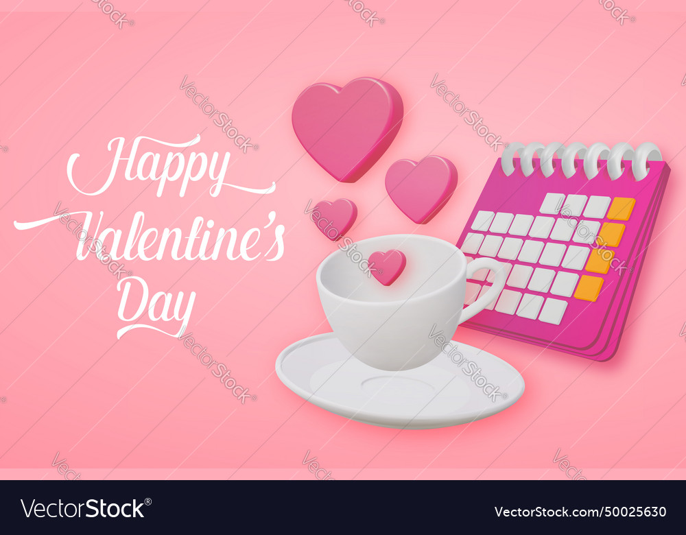 A cup coffee with hearts valentine day Royalty Free Vector