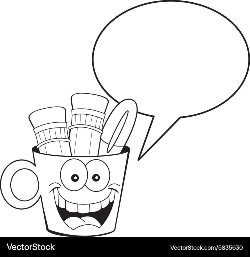 Cartoon pencil cup with a caption balloon Vector Image